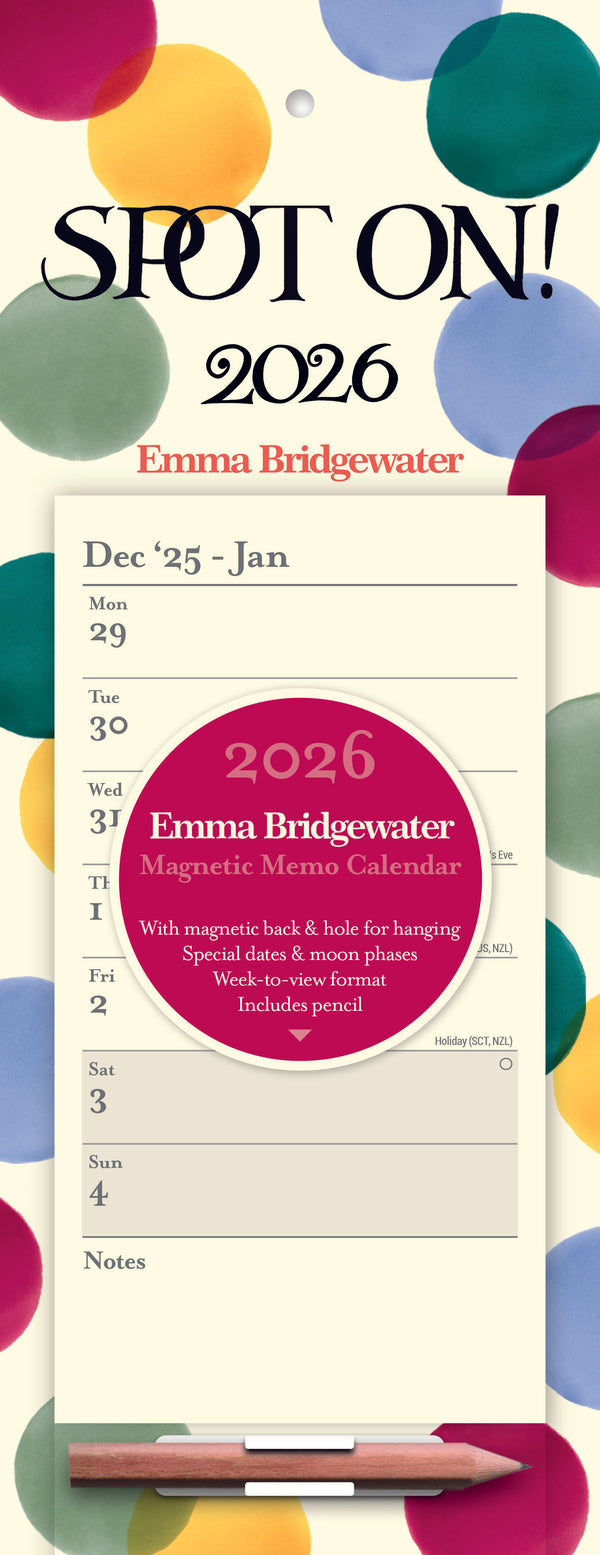 Big polka dot magnetic calendar, 2026 - Alzheimer's Society
