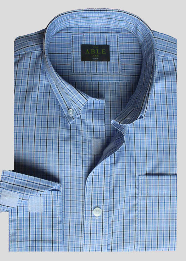 Marty long sleeve check shirt - light blue - Alzheimer's Society