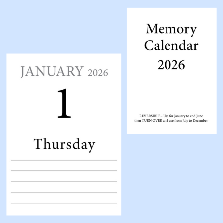 Memory calendar 2026 - Alzheimer's Society